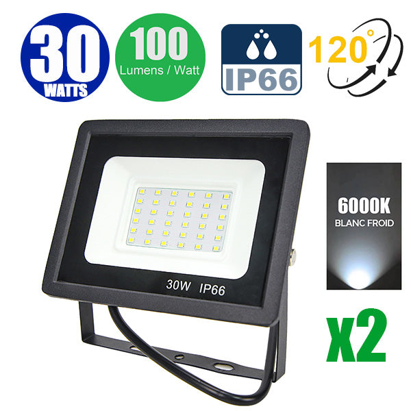 Pack de 10x Projecteurs LED filaires - Série PAD - 30 Watts - 3000 ...