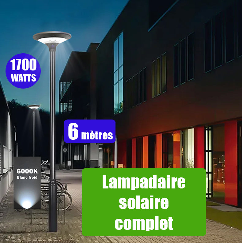 Pack lampadaire solaire complet 6 mètres : Lampe d'extérieur solaire -LED World PRO